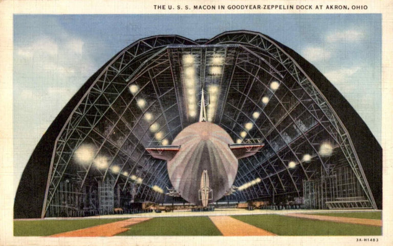 USS Macon ZRS-5 - Goodyear-Zeppelin Dock - Akron Postcards