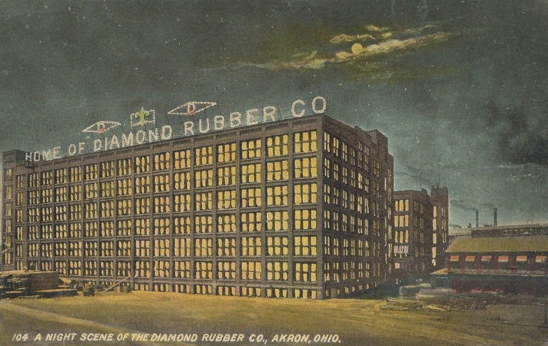 Diamond Rubber Company - A Night Scene - Akron Postcards