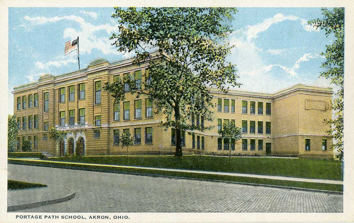 Portage Path School - Akron Postcards