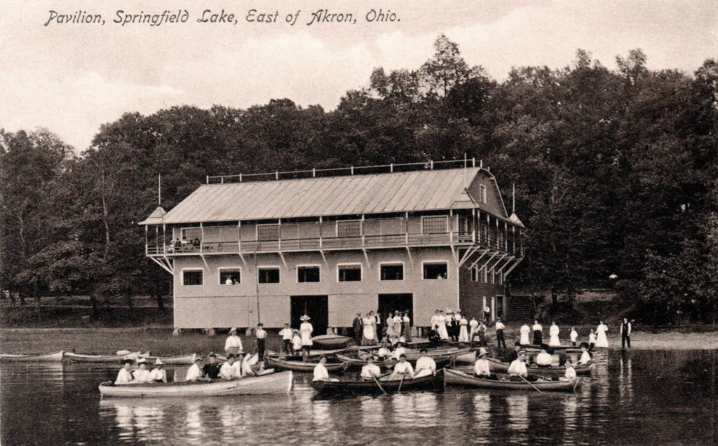 Pavilion - Springfield Lake - Akron Postcards