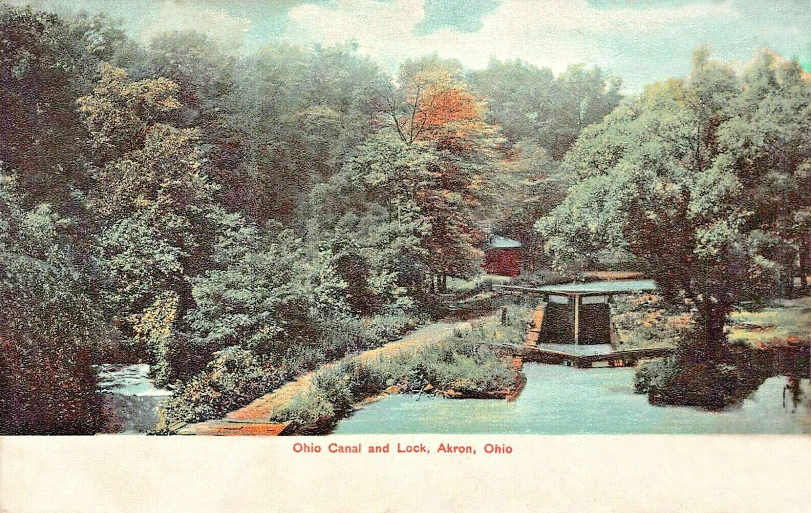 Ohio Canal and Lock - Akron Postcards