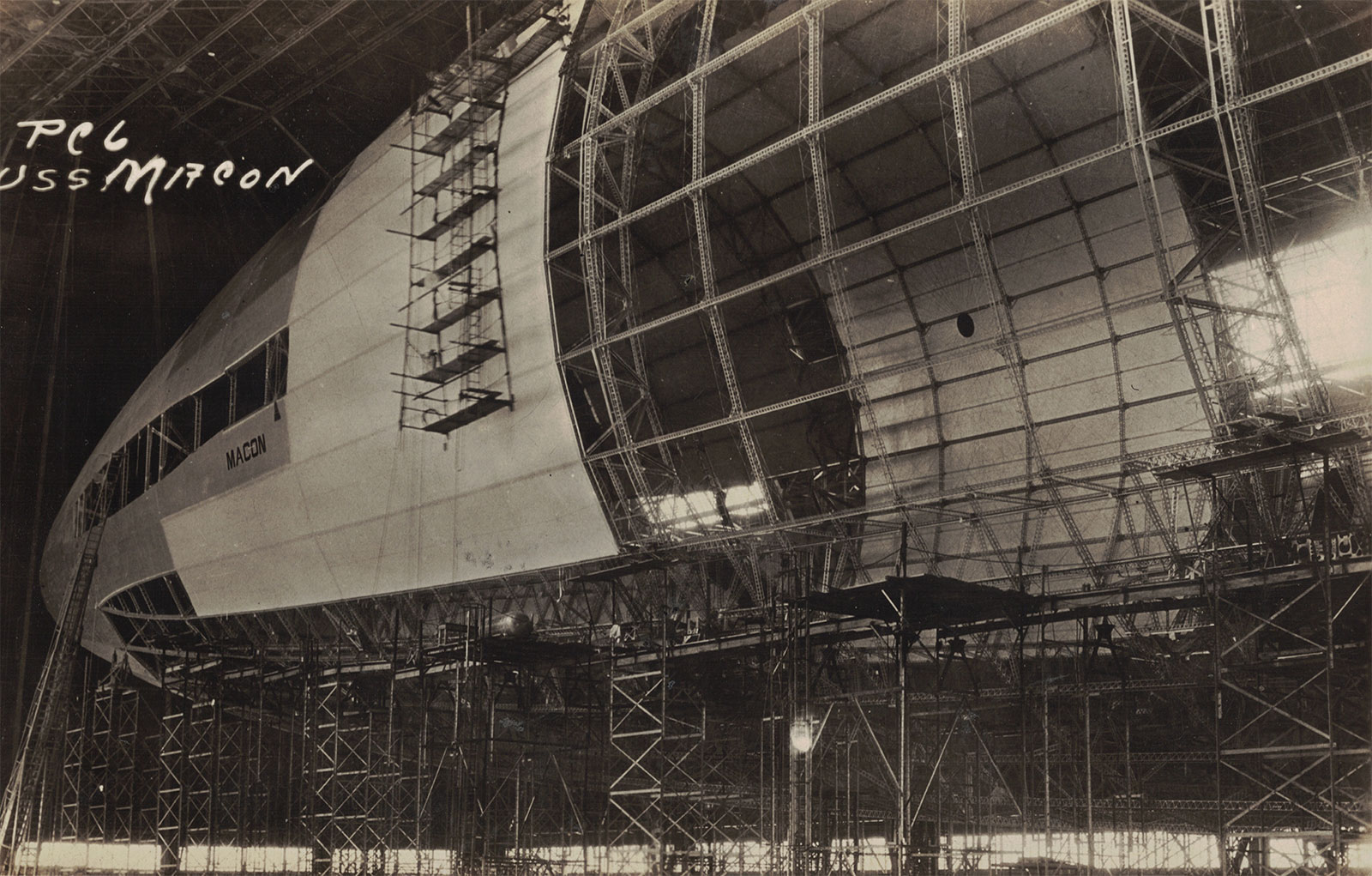 USS Macon - PC6 Under Construction - Akron Postcards