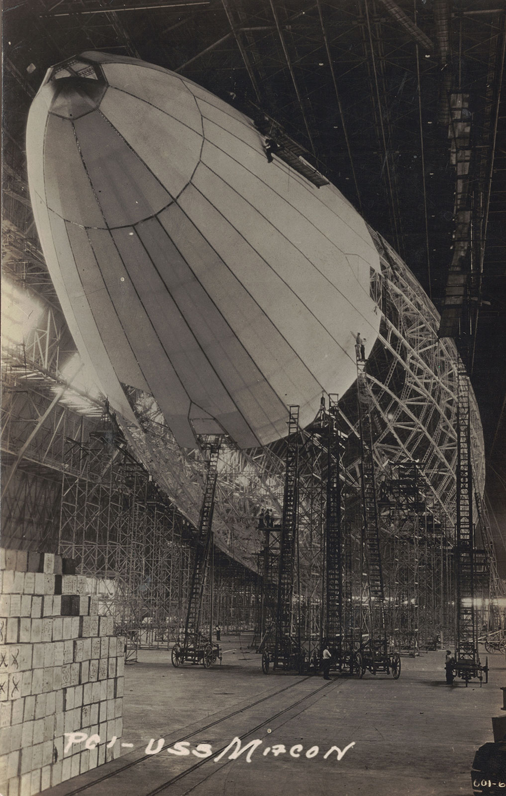 USS Macon - PC 1 Under Construction - Akron Postcards